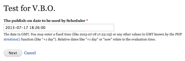 Ability to schedule nodes in bulk using Views Bulk Operations [#1026072] | Drupal.org